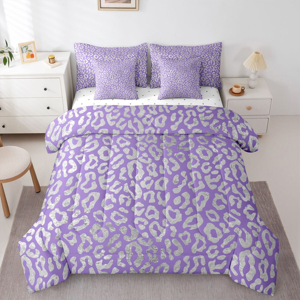 Homewish Leopard Cheetah Print Bedding Comforter Set 7pcs for Teens ...