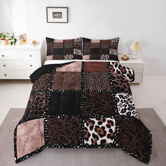 Homewish Leopard Print 3-Piece Full Size Comforter Sets for Teesn ...