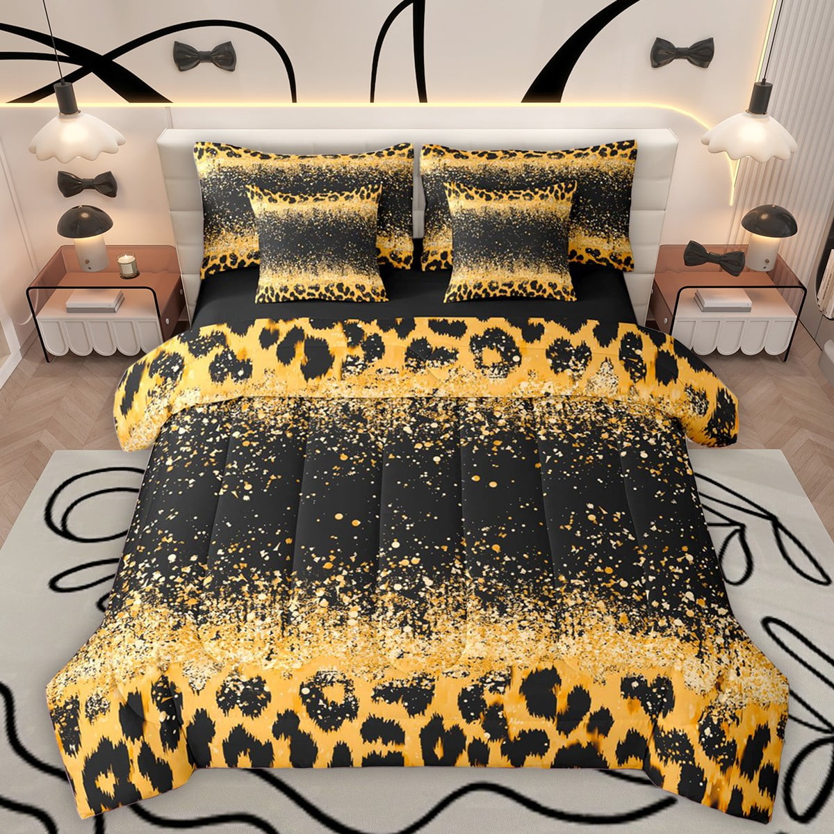 Homewish Leopard Print 7 Pieces Bedding Comforter Set For Children ...