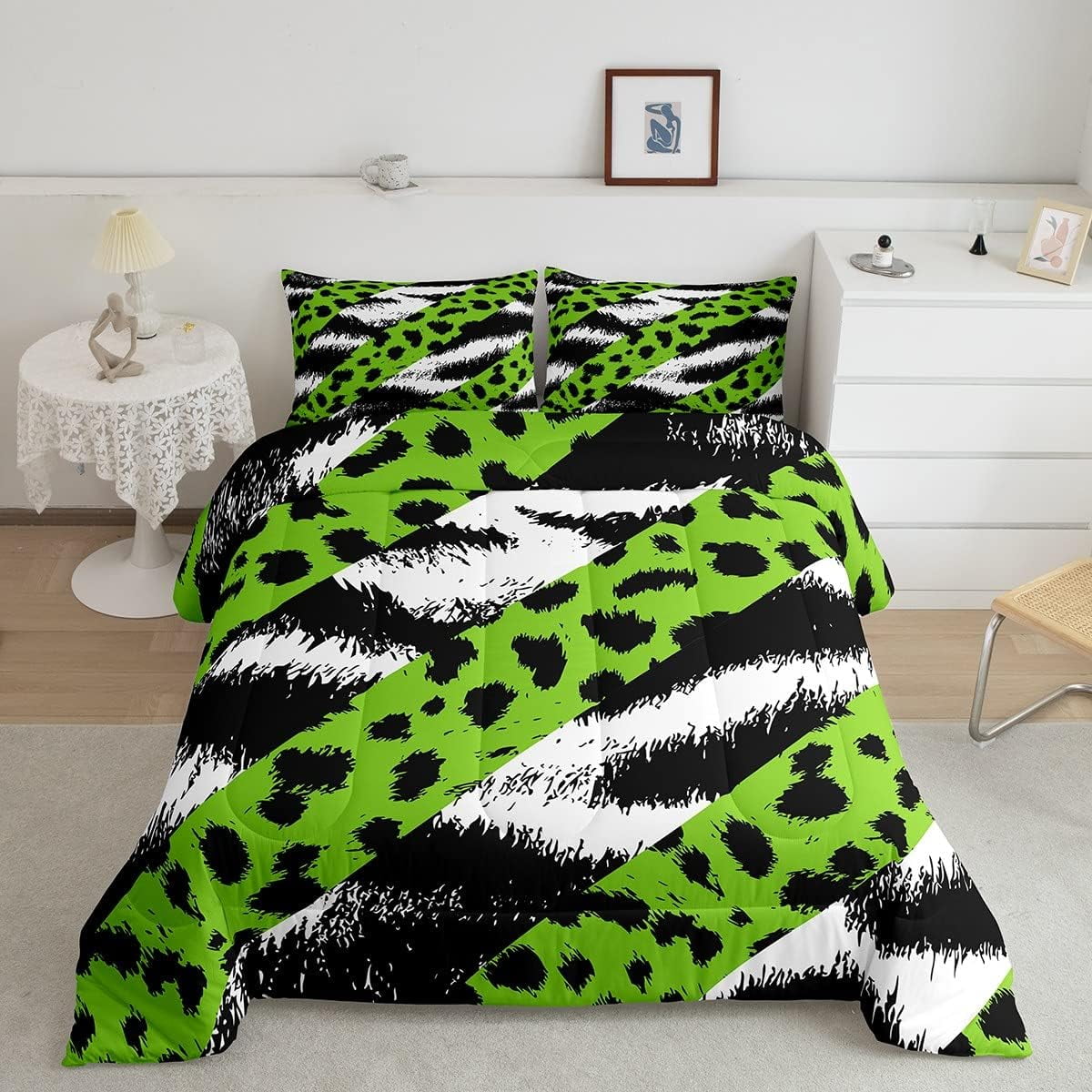 Homewish Leopard Print Comforter Set Twin Zebra Texture Bedding Set ...