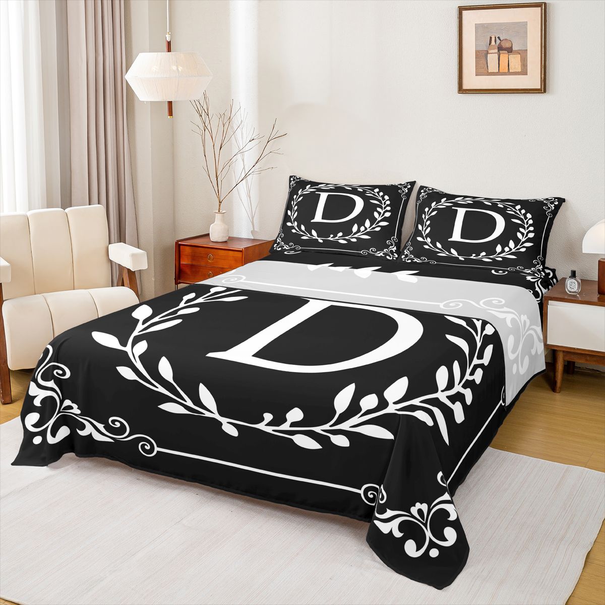 Homewish Letter Monogrammed D 4-Piece Full Size Sheets For Kids ...