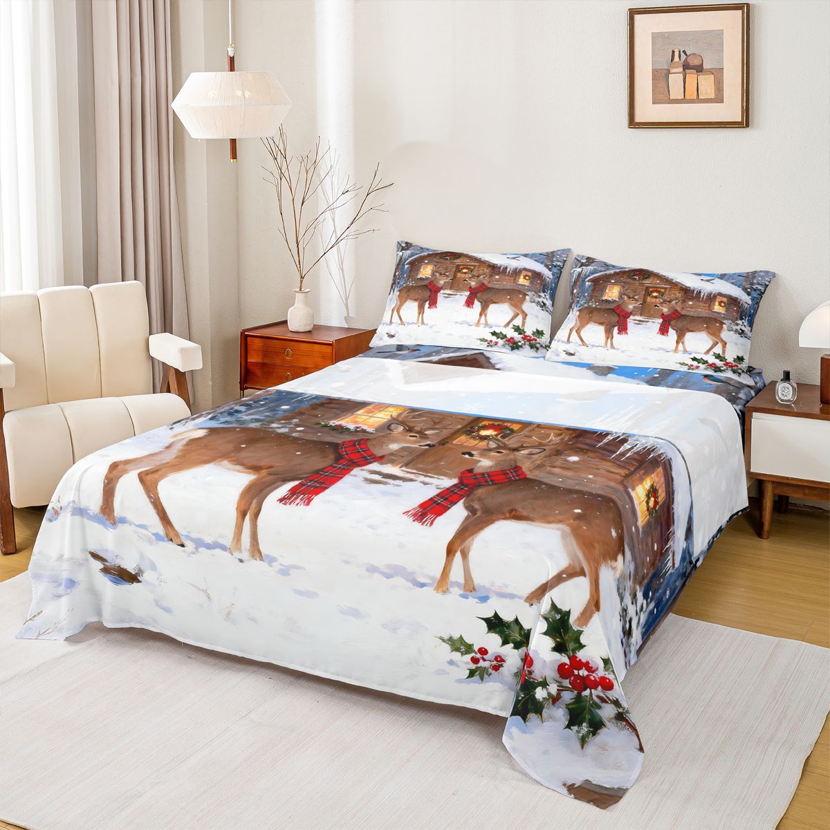 Homewish Magic Xmas Reindeer Full Size Sheets for Kids, Kawaii ...