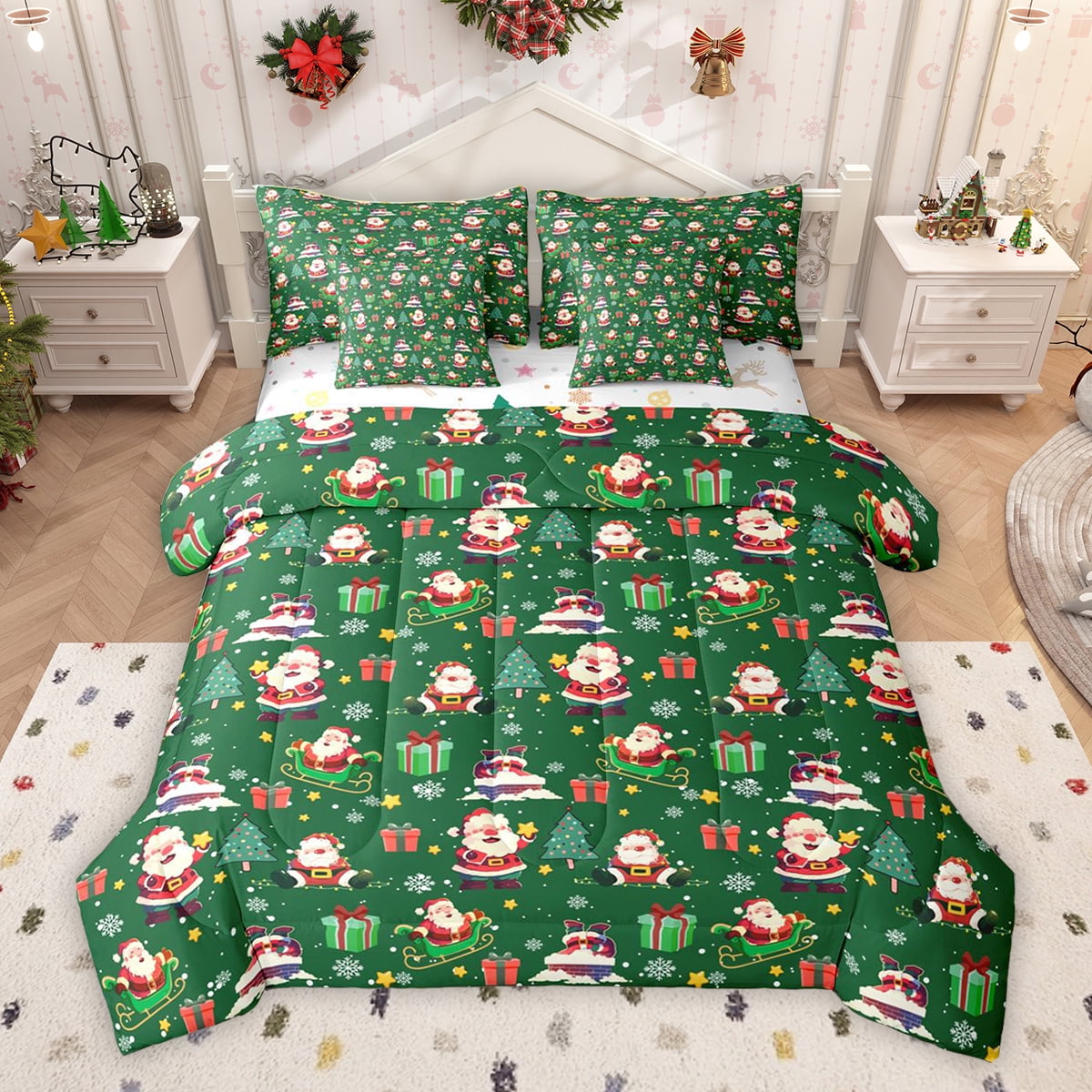 Homewish Magical Santa Claus Bedding Comforter Set 7 Pieces, Cartoon ...