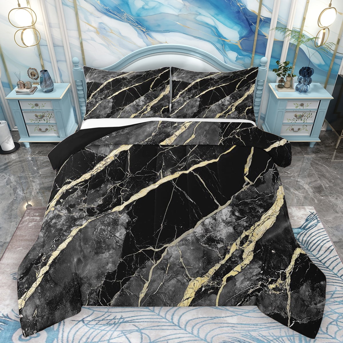 Homewish Marble Texture Road Full Size Comforter Sets,Modern Fluid Art ...