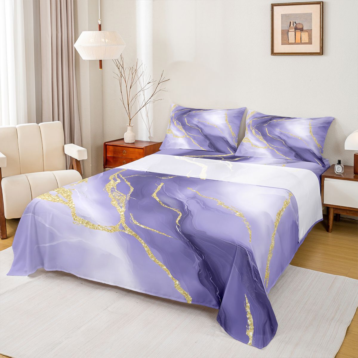 Homewish Marble Texture Road Twin Sheet Sets,Modern Fluid Art Twin ...