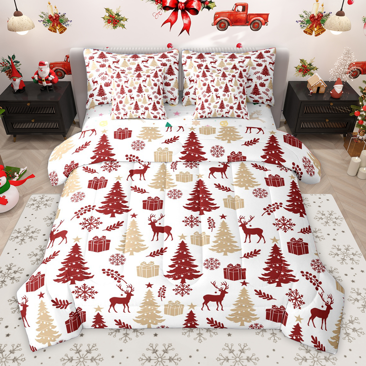 Homewish Merry Christmas 7-Piece Bedding Comforter Set,Wild Xmas ...