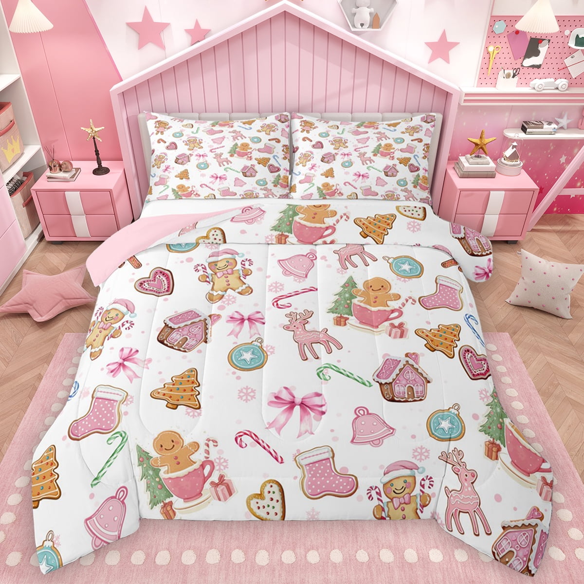Homewish Merry Christmas Bedding Comforter Set,Cartoon Gingerbread ...