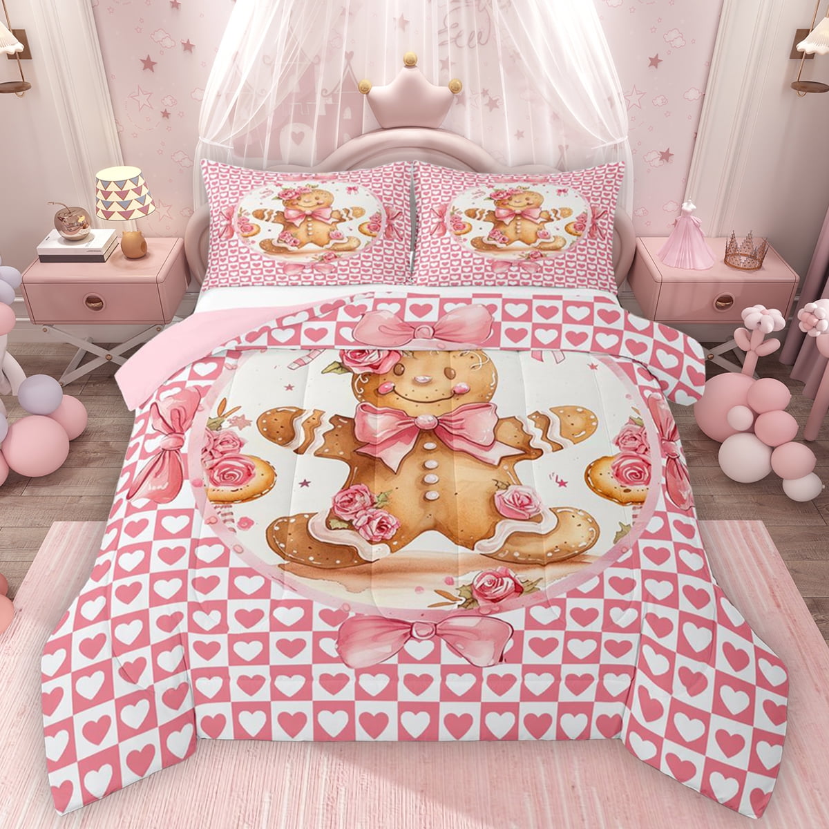 Homewish Merry Christmas Bedding Comforter Set.Cute Gingerbread Man ...
