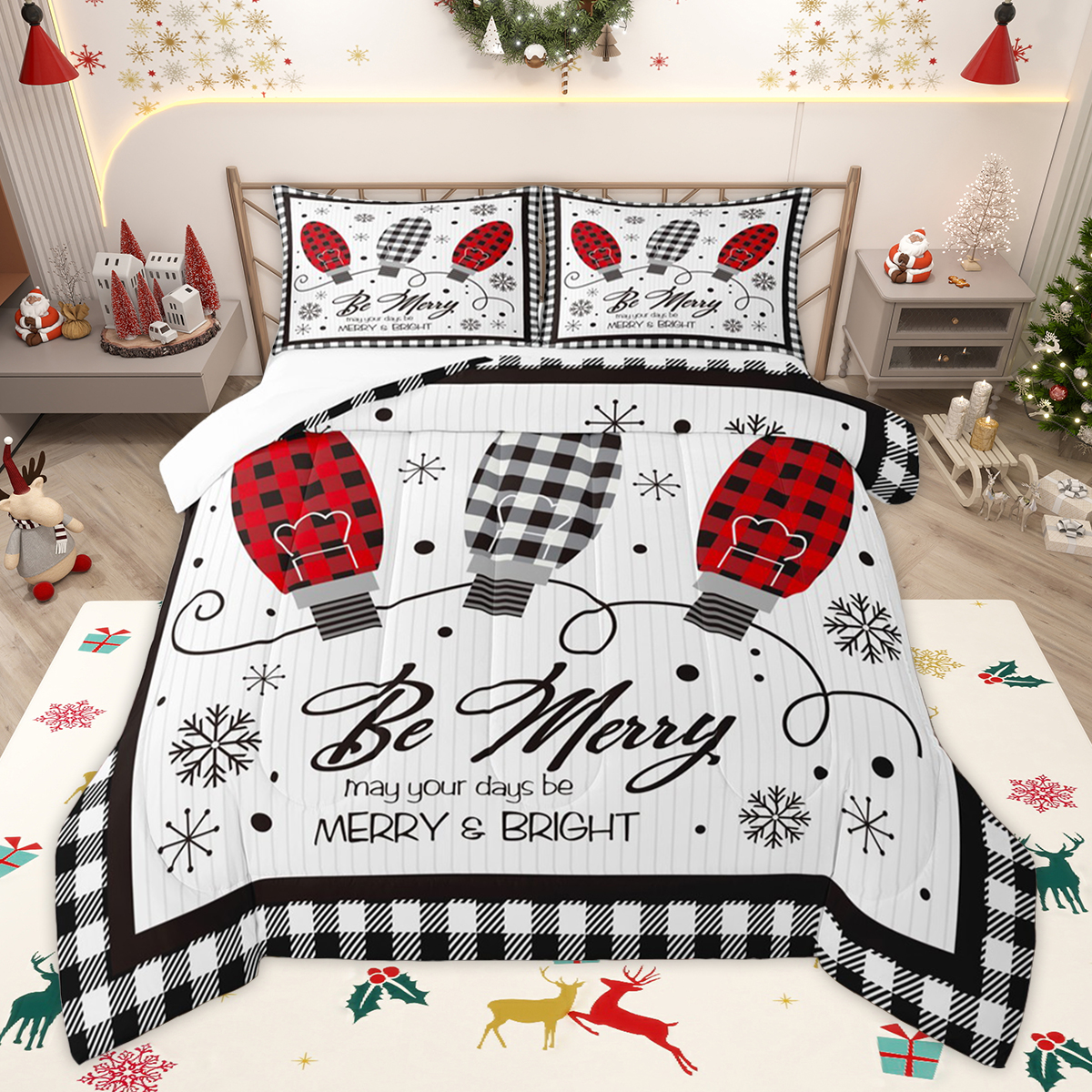 Homewish Merry Christmas Child Full Size Comforter Sets, Kawaii Xmas ...