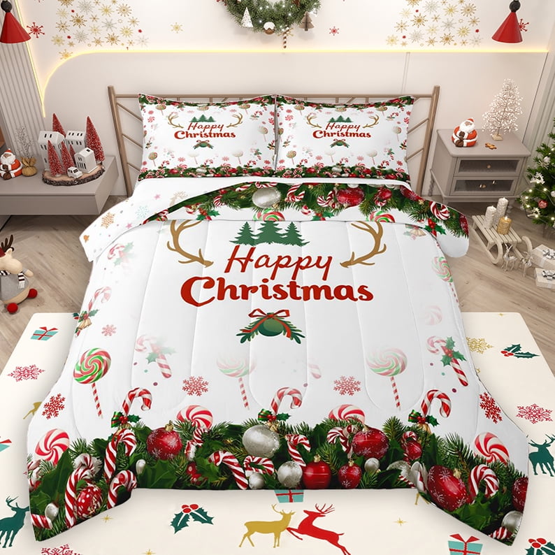 Homewish Merry Christmas Child Queen Comforter Set, Magical Reindeer ...