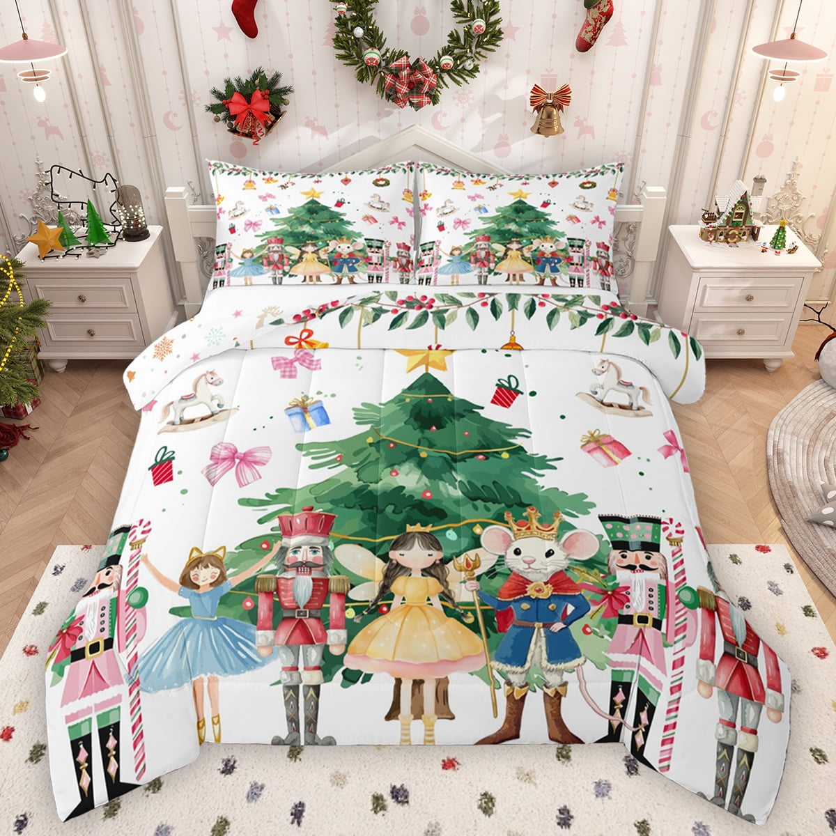 Homewish Merry Christmas Full Size Comforter Sets,Cartoon Nutcracker ...