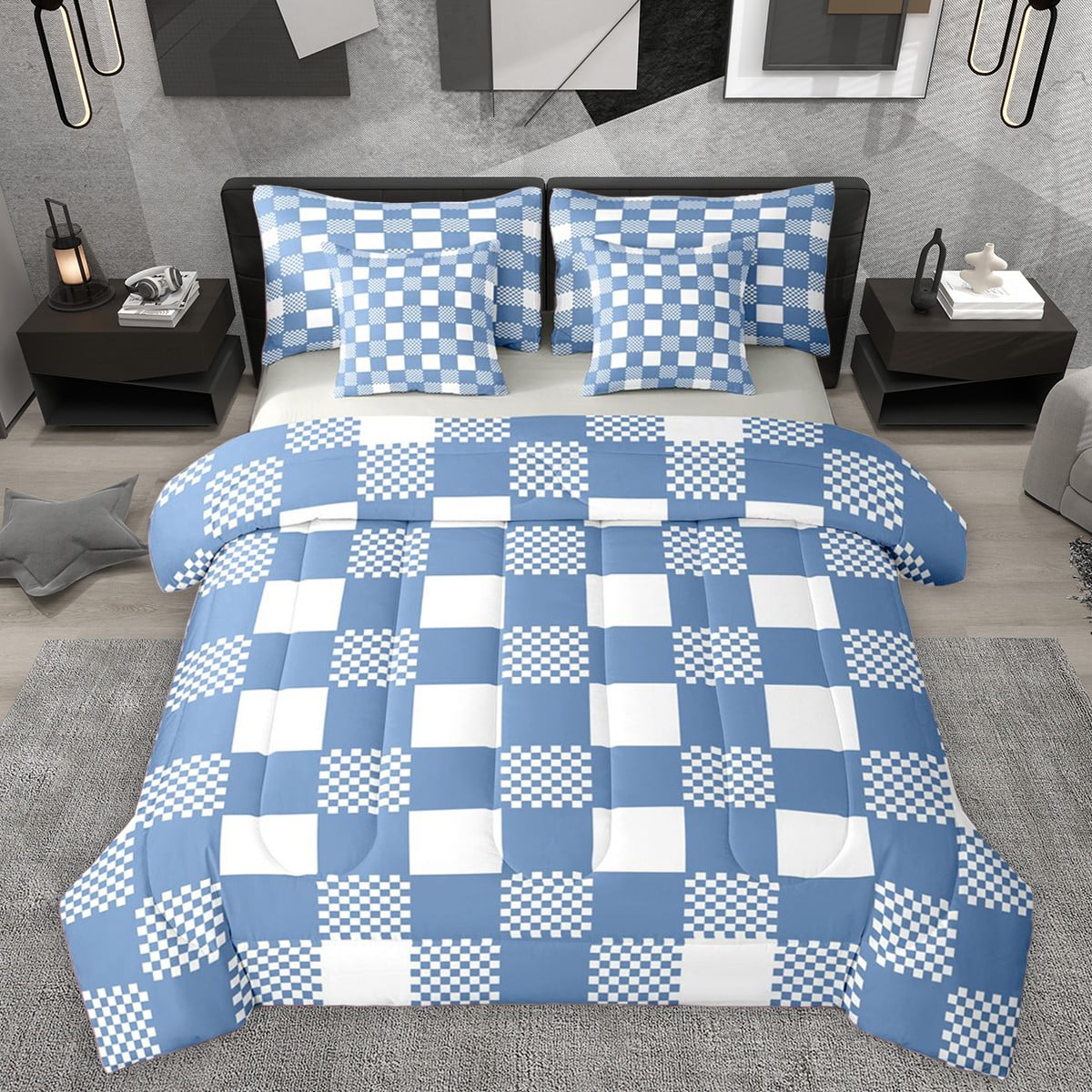 Homewish Minimalist Buffalo 7-Piece Twin Bedding Sets For Adults Female ...