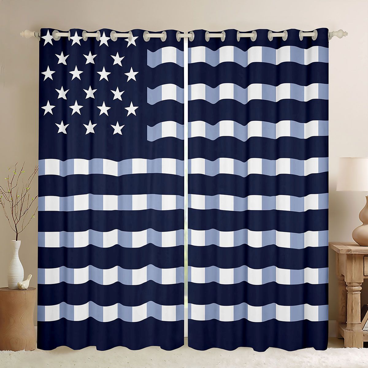 Homewish Modern American Flag Blackout Curtains Set of 2 (52x84 Each ...