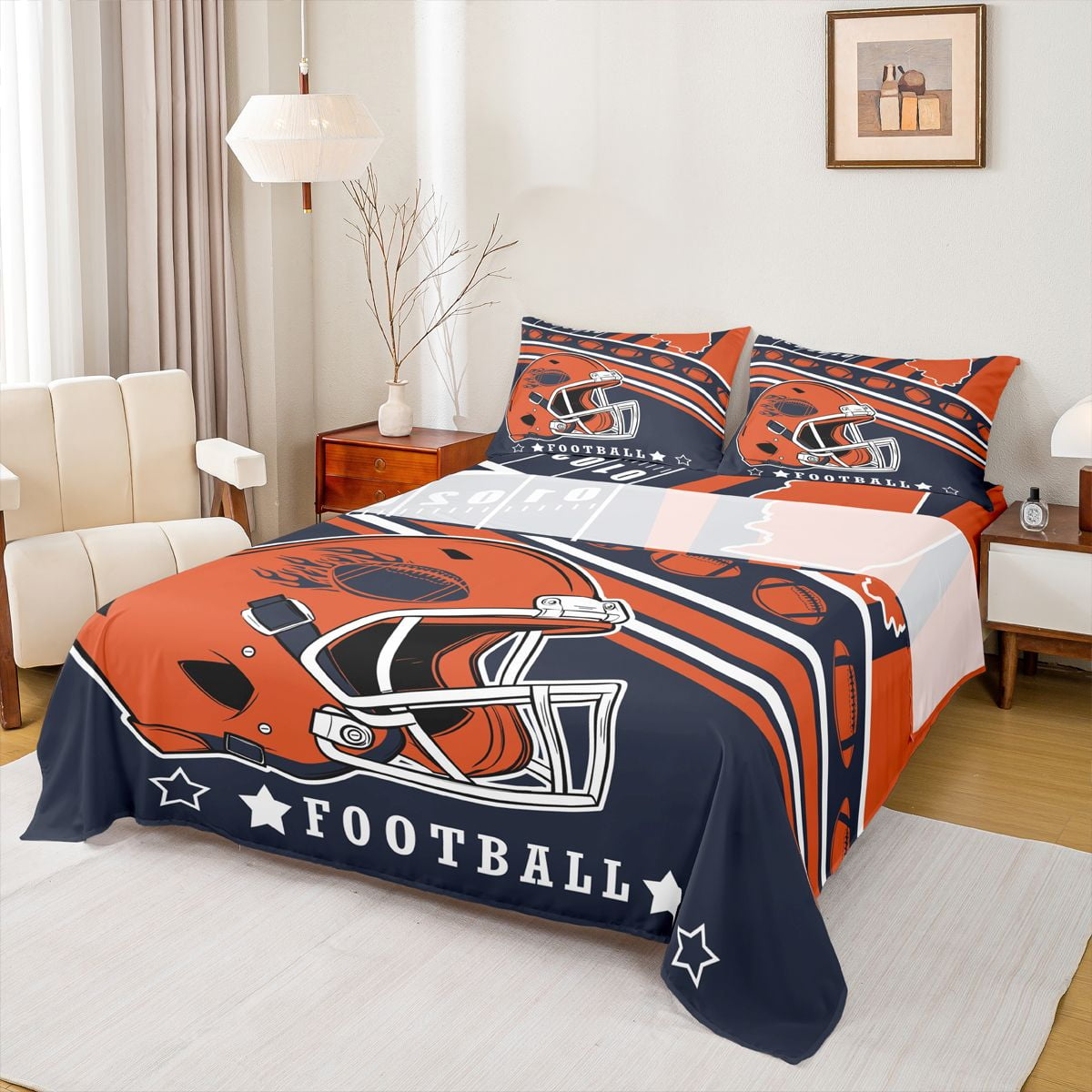 Homewish Modern Football Player Bed Sheets for Child, Cartoon Ball ...
