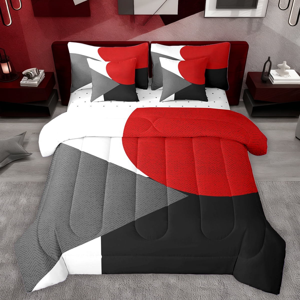 Homewish Modern Geometric Circle 7-Piece Twin Bedding Sets.Abstract ...