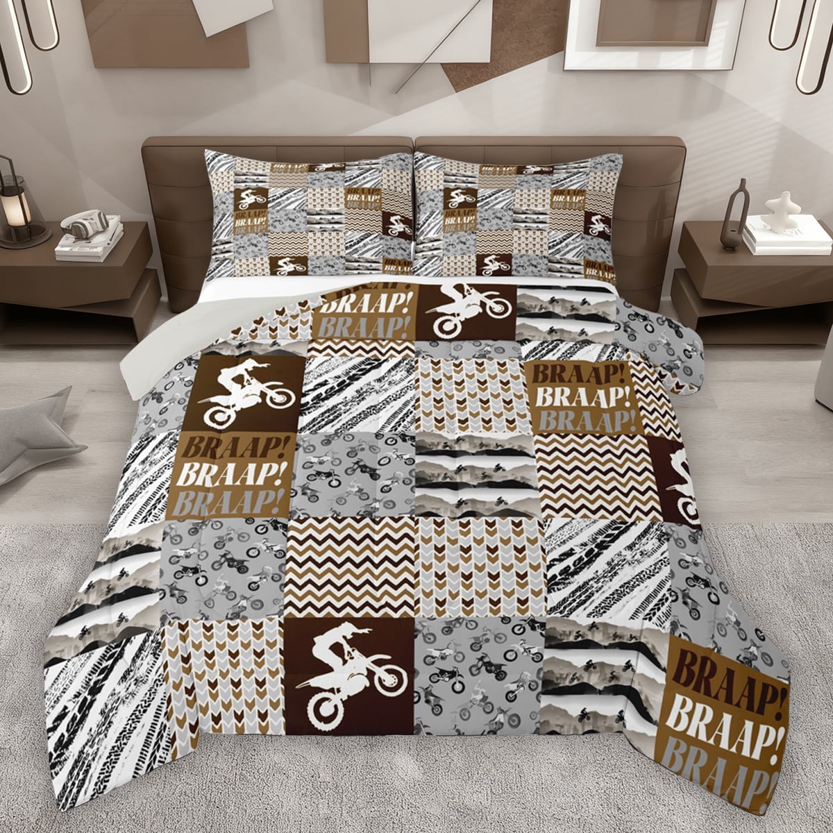 Homewish Modern Motorcycle Player Full Size Comforter Sets for Teen ...