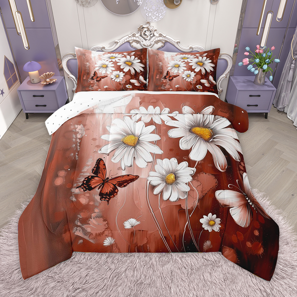 Homewish Modern Oil Painting Bedding Comforter Set,Kawaii Daisy ...
