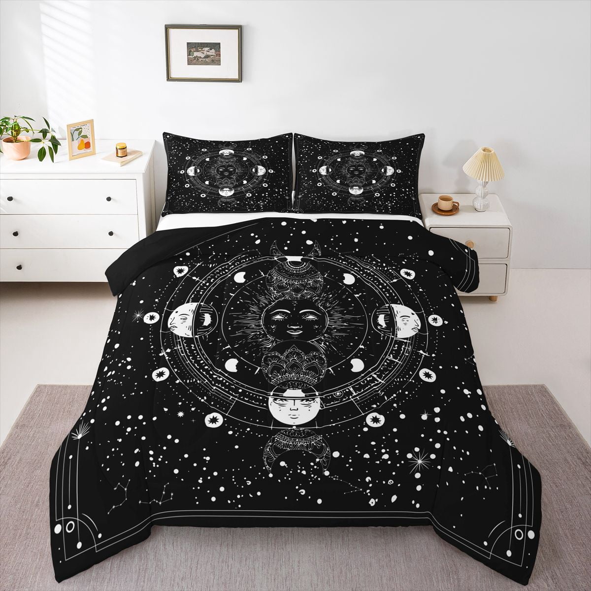Homewish Moon Sun 3-Piece Full Size Comforter Sets For Teens Boys Girls ...