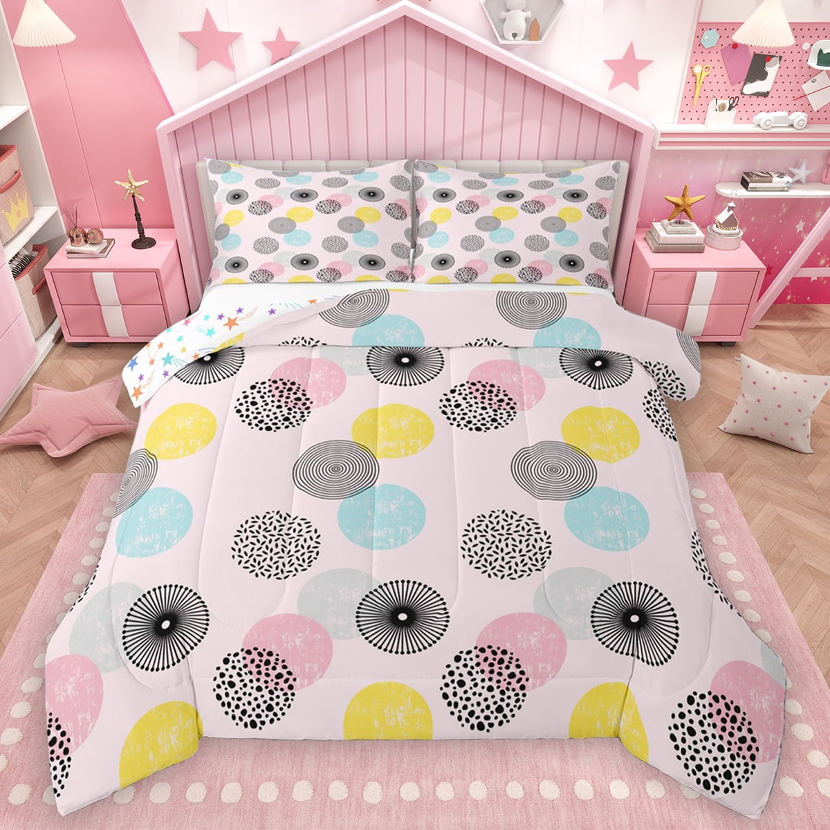 Homewish Multicolor Circle Circular Full Size Comforter Sets,Modern ...