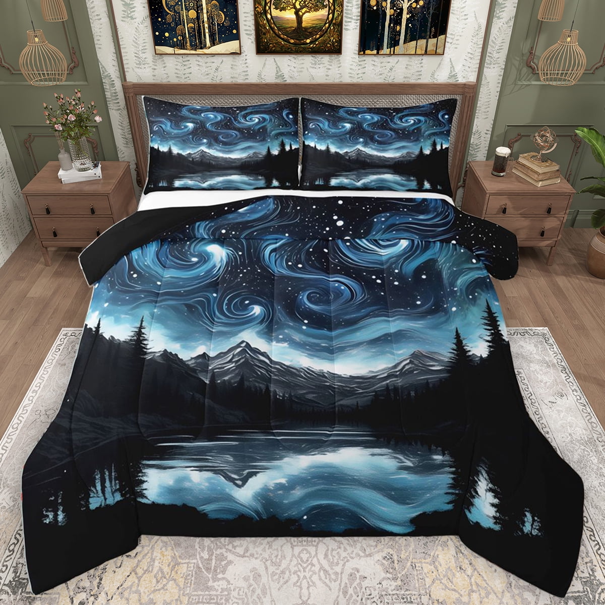 Homewish Ngalaxy Starry Sky Full Size Comforter Sets,Natural Scenery ...