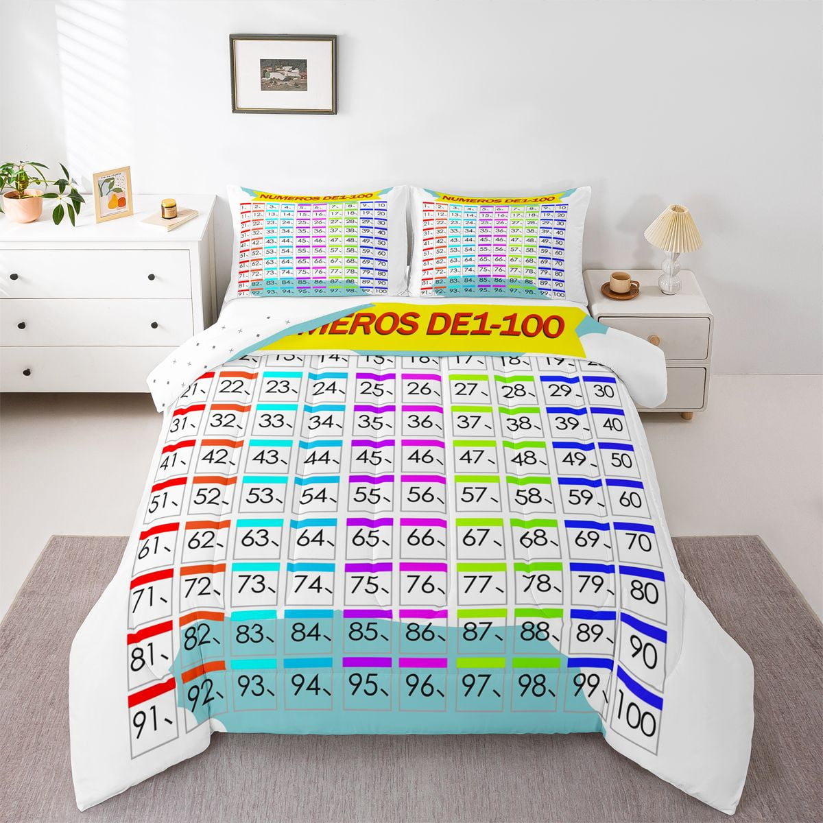 Homewish Numbers Alphabet Bedding Comforter Set,Educational Learning ...