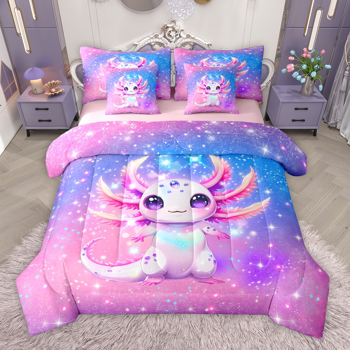 Homewish Ocean Animal Axolotl 7pcs Bedding Comforter Set,Pink Cute ...