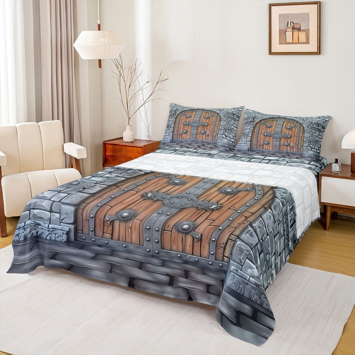 Homewish Old Barn Door Full Size Sheets 4-Piece for Female Men Adults ...
