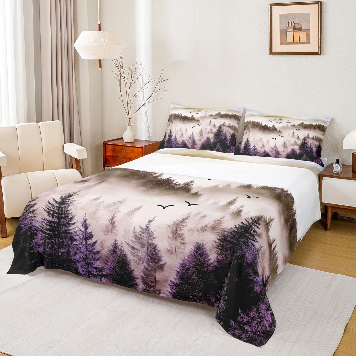 Homewish Orange Nature Scenery Full Size Sheets, Jungle Mountain Pine ...