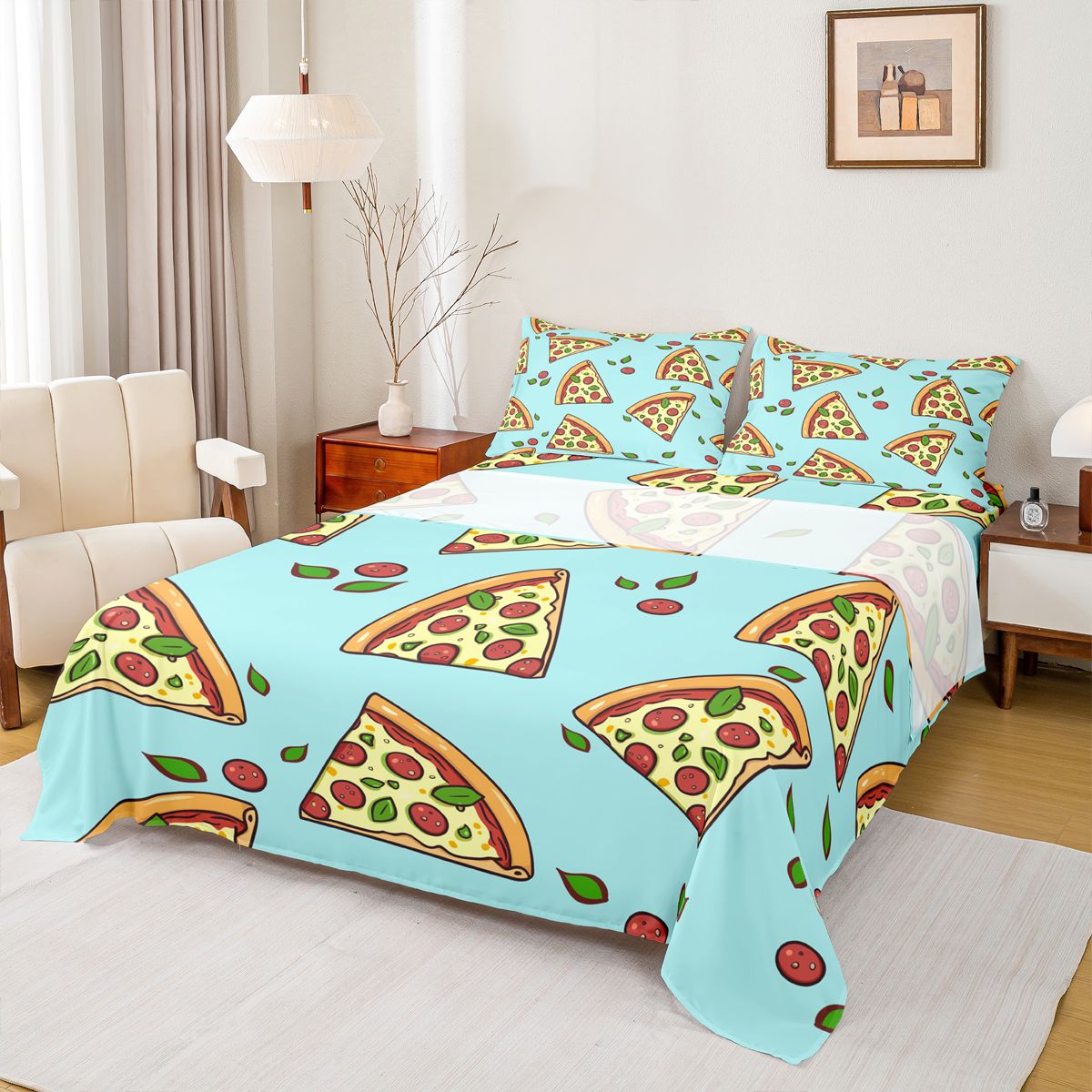 Homewish Pepperoni Pizza 3pcs Twin Sheet Sets for Kids Children Teens ...