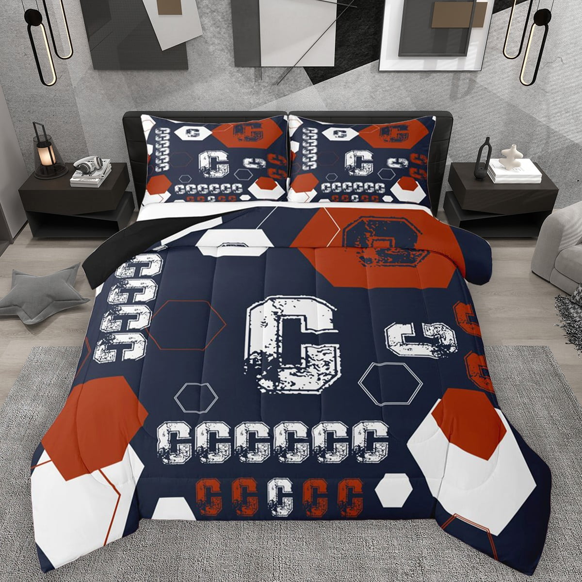 Homewish Personalized Initial Alphabet C 3-Piece Full Size Comforter ...