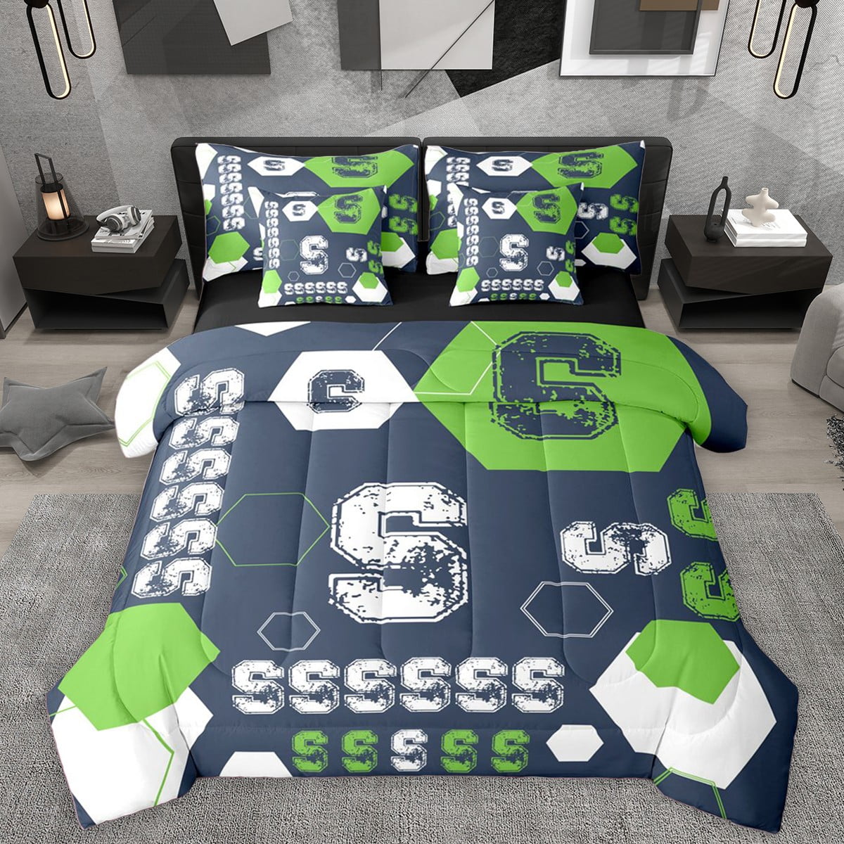 Homewish Personalized Initial Alphabet S 7-Piece Bedding Comforter Set ...