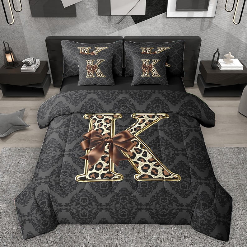 Homewish Personalized Initial Bow Knot K 7 Pieces Bedding Comforter Set ...