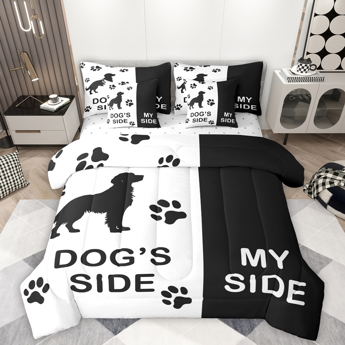 Homewish Pet Puppy Dogs 7-Piece Twin Bedding Sets,Cute Paws Bedding ...