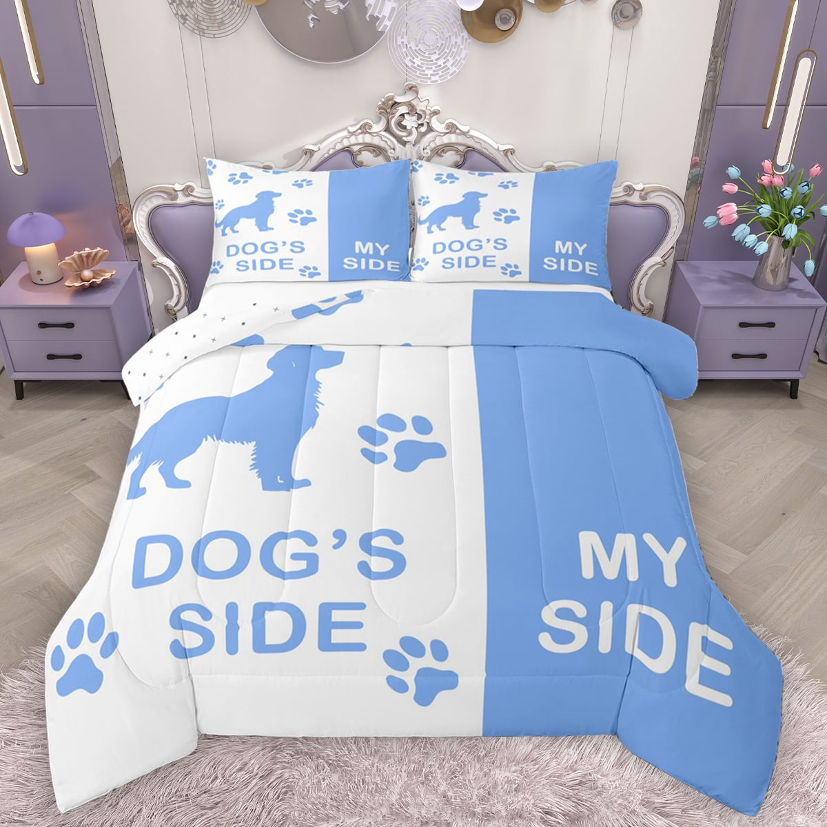 Homewish Pet Puppy Dogs Full Size Comforter Sets,Cute Paws Bedding ...