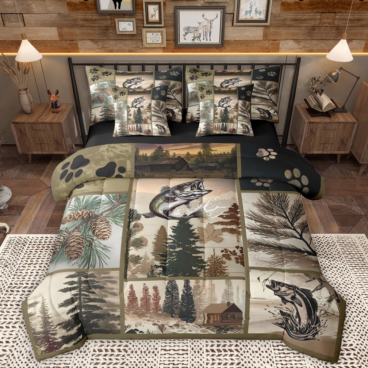 Homewish Pike Fish 7 Pieces Bedding Comforter Set,Bass Big Fish Full ...