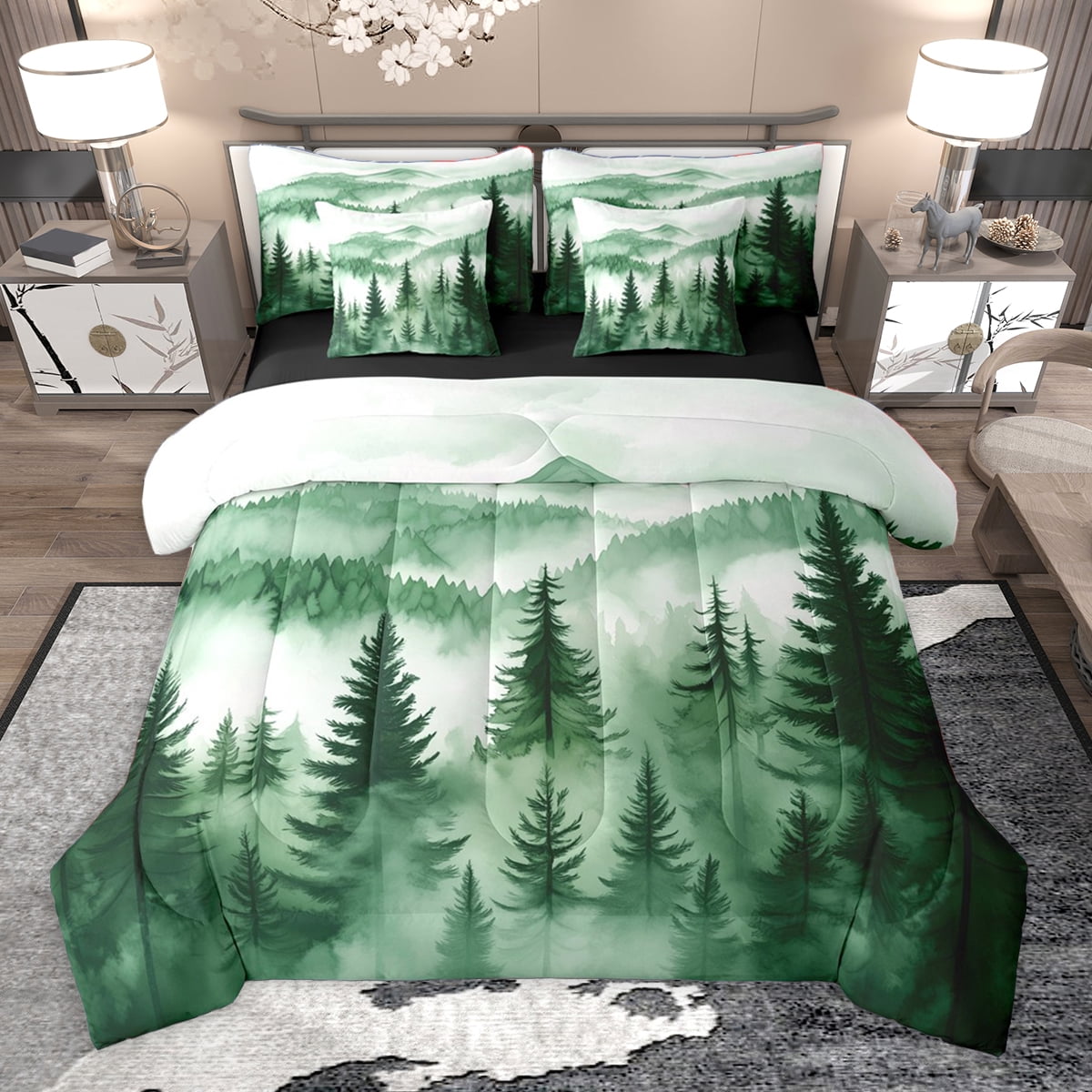 Homewish Pine Tree 7-Piece Twin Bedding Sets,Tropical Botanical Plant ...