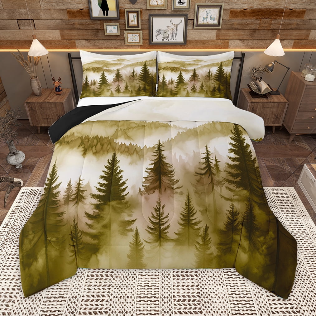 Homewish Pine Tree Bedding Comforter Set,Tropical Botanical Plant Twin ...