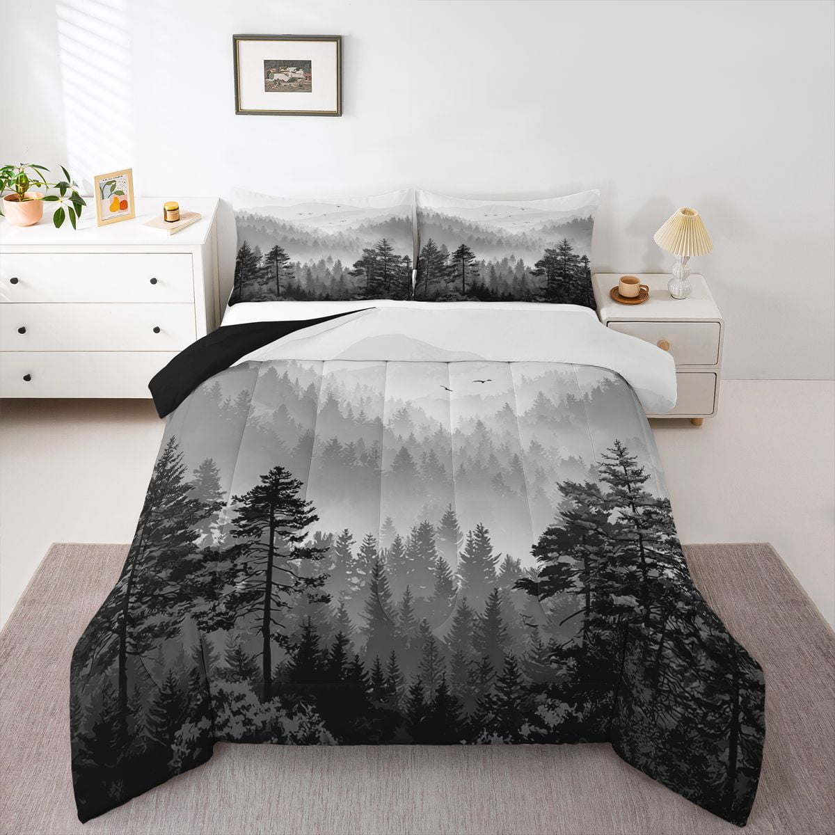 Homewish Pine Tree Full Size Comforter Sets,Tropical Botanical Bedding ...
