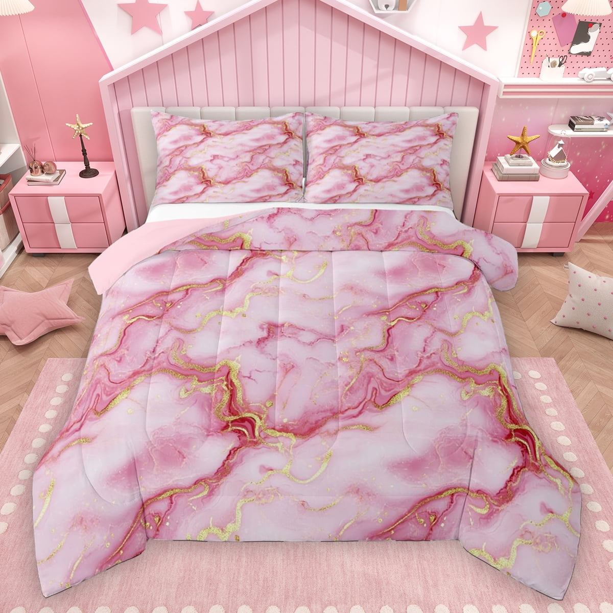 Pink And Gold Comforter Set