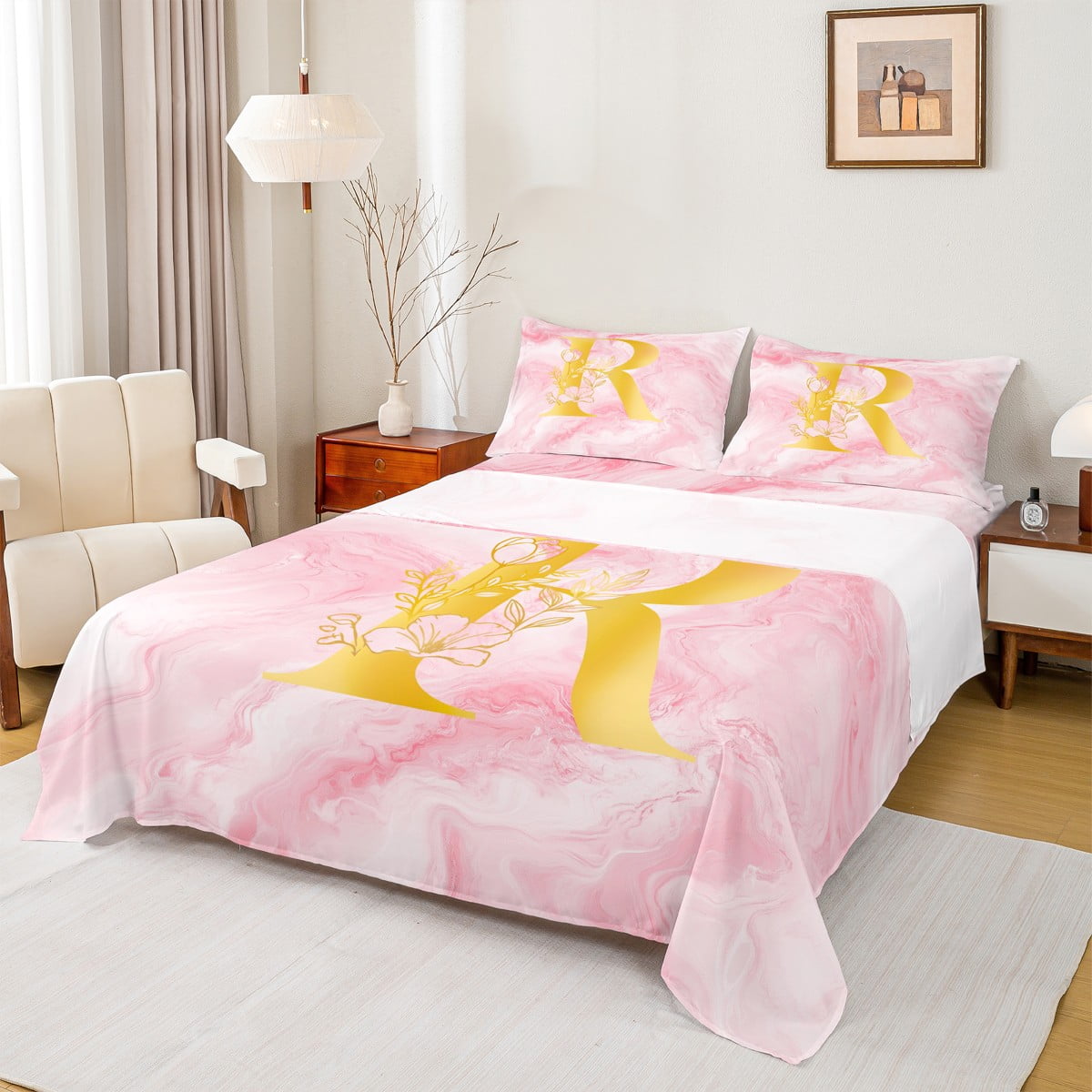 Homewish Pink Initial Letter R Full Size Sheets, Romantic Anniversary ...