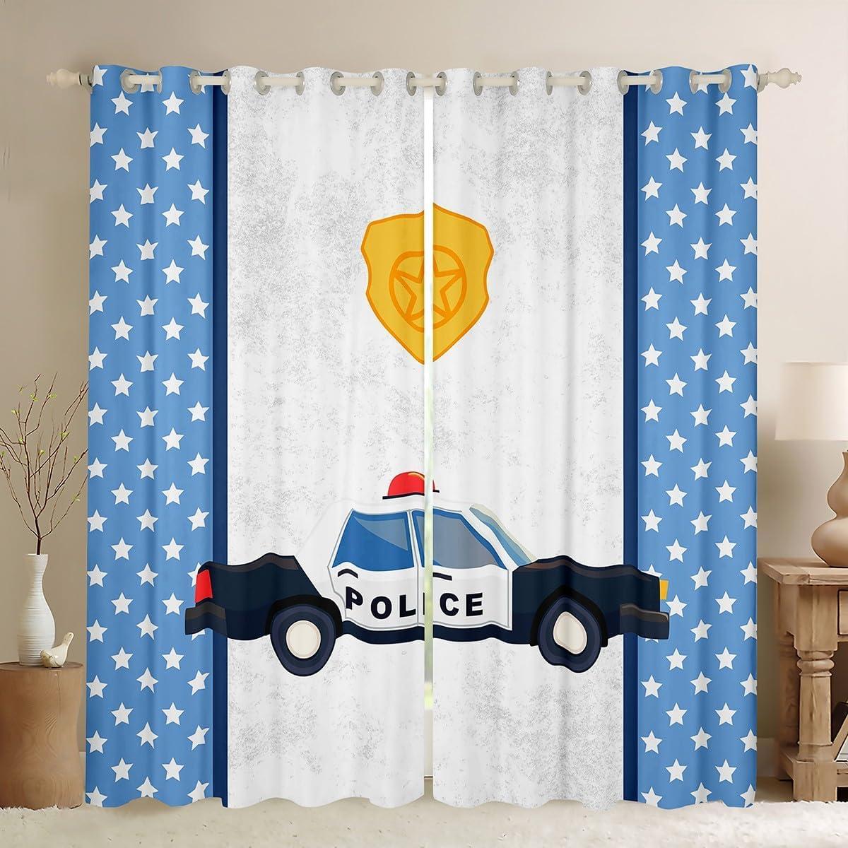 Homewish Police Car Kids Window Curtains,Stars Cartoon Cute Window ...