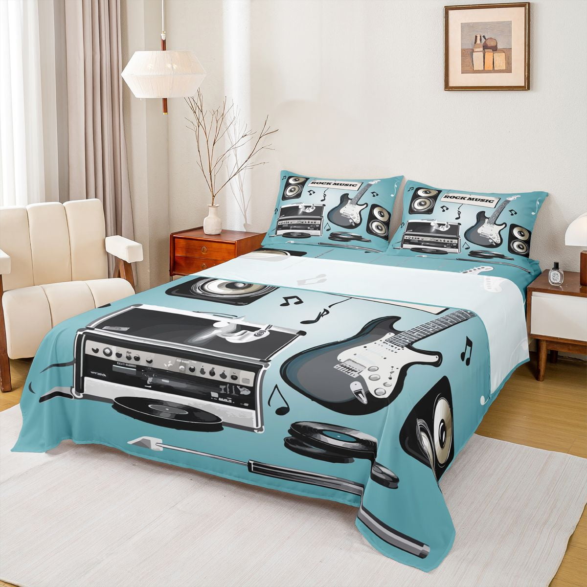 Homewish Pop Music Lover Bed Sheets for Teen, Cartoon Musical ...