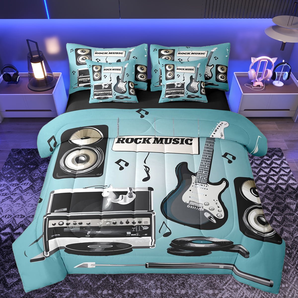 Homewish Pop Music Lover Bedding Comforter Set 7 Pieces for Teen ...