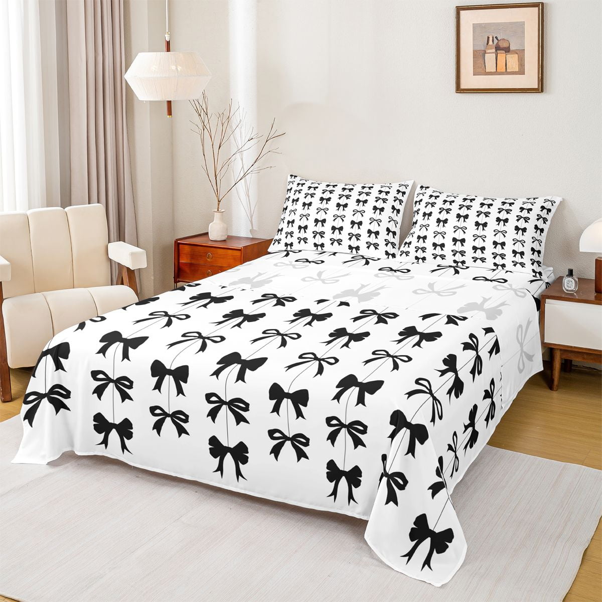 Homewish Princess Bowknot Kids Full Size Sheets, Modern Fashion Ribbon ...