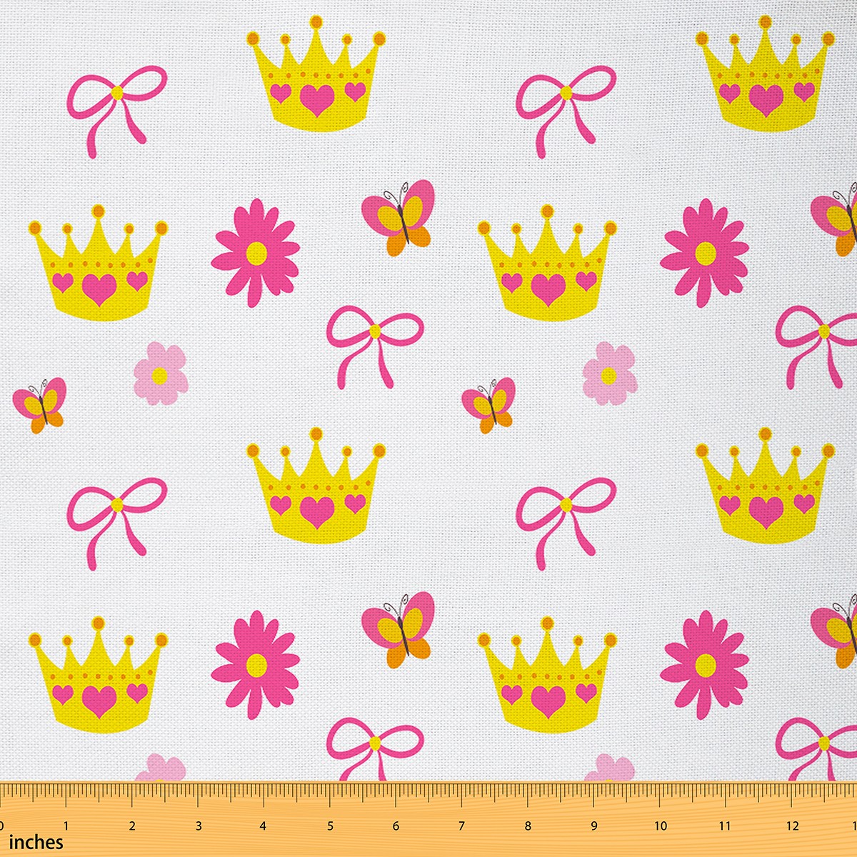 Homewish Princess Crown Child Fabric by the Yard 2 Yards, Kawaii Pink ...