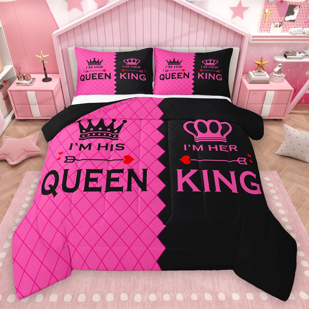Homewish Queen And King Queen Comforter Set,Princess Crown Bedding Sets ...