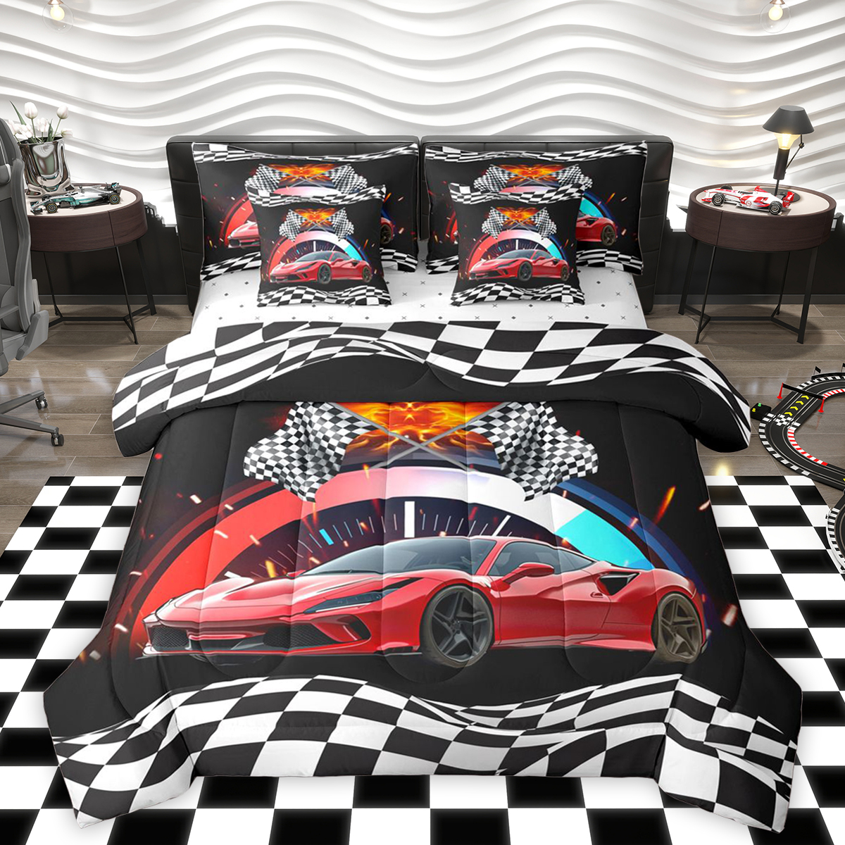 Homewish Race Car 7-Piece Twin Bedding Sets,Speed Extreme Sport Bedding ...