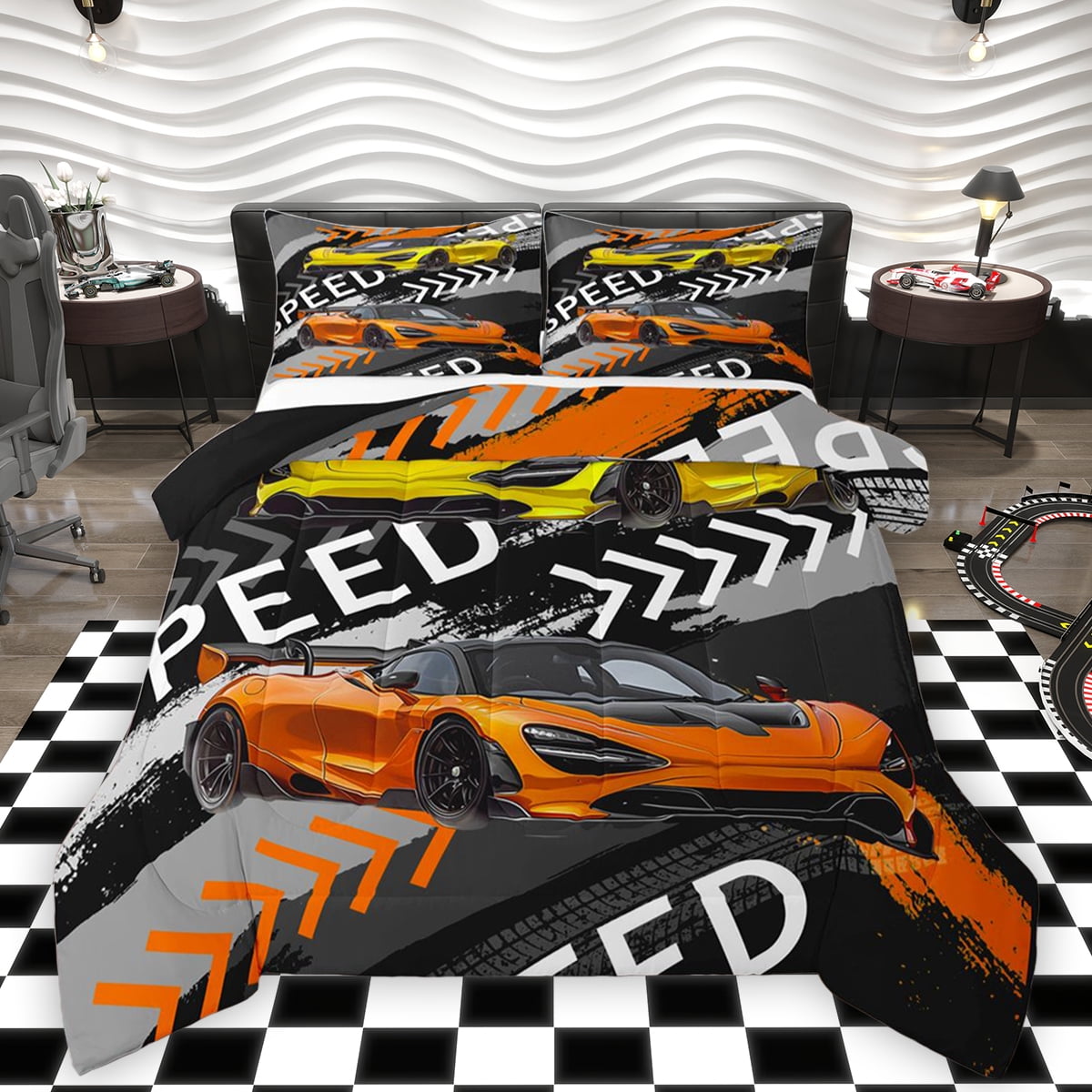 Homewish Race Car Queen Comforter Set,Speed Extreme Sport Bedding Sets ...