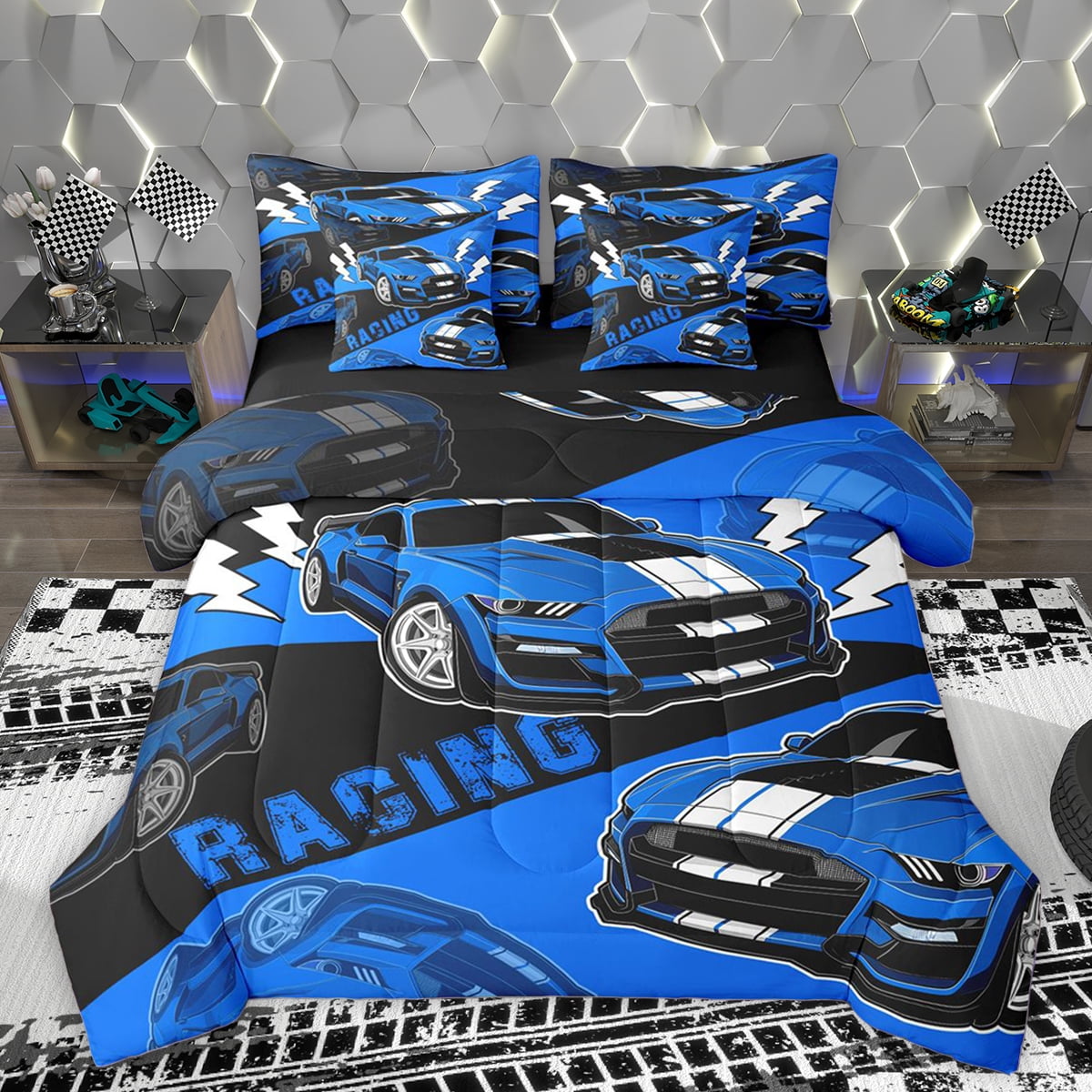 Homewish Racing Car 7 Pieces Bedding Comforter Set,Speed Extrame Sport ...