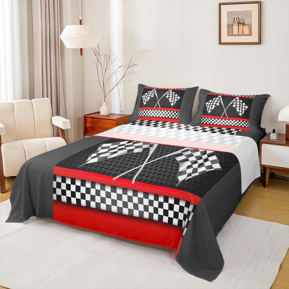Homewish Racing Car Twin Sheet Sets,Extreme Sport Twin Fitted Sheet,Red ...